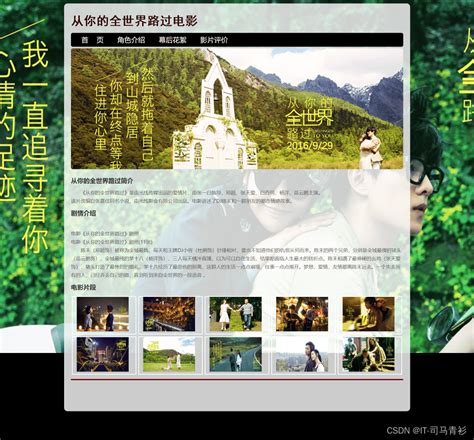 html css个人电影网页设计——电影从你的全世界路过 4页 带音乐特效 html从你的 csdn博客
