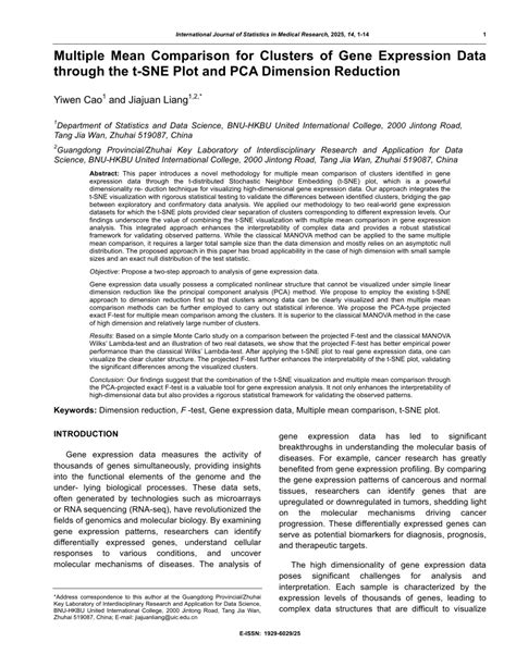 Pdf Multiple Mean Comparison For Clusters Of Gene Expression Data