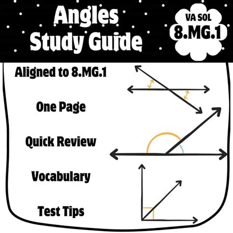 Study Guide Math Sol 8mg1 Angles By M And M Teacher Besties Tpt