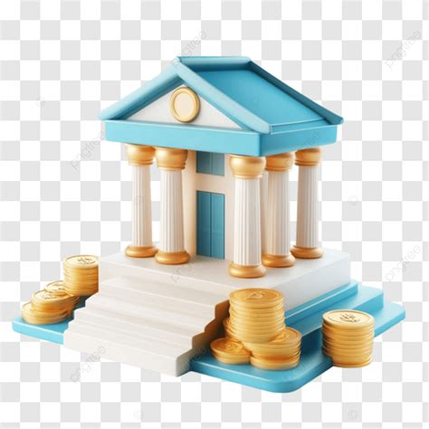 There Is A Small Model Of Bank With Stacks Coins Small Bank Coin