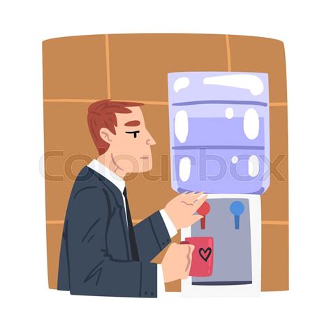 Cartoon Worker Drinking Water