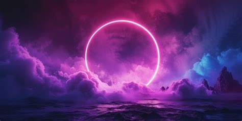 Premium Photo Neon Violet Light Illuminates A Cloud Ai Generative