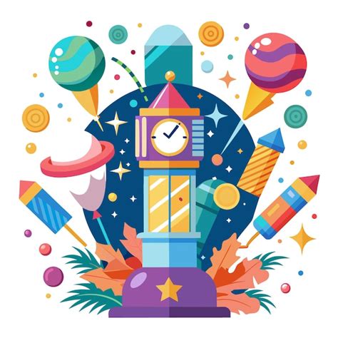 Time Capsule Celebration Frozen In Time With Confetti And Fireworks Premium Ai Generated Vector