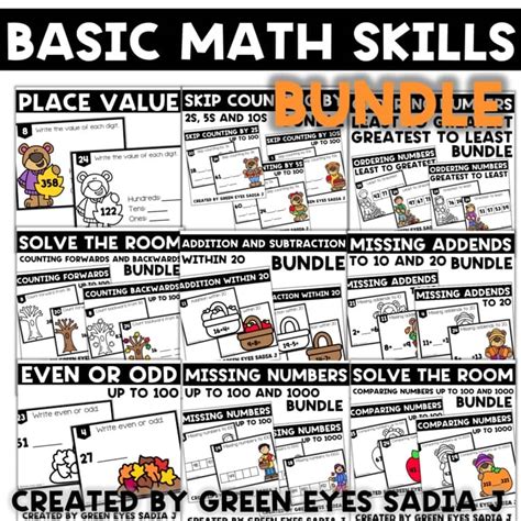 Fall Math Skills Assessment Bundle Basic Math Concepts And Activities Math Centers