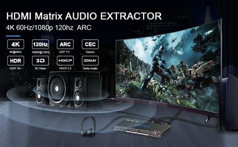 Hdmi Matrix 4 In 2 Out 4k 60hz 444 Arc Hdr D Olby Vision Atmos Spdif