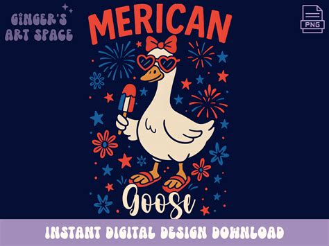 Funny Patriotic Girly Silly Goose Graphic By Gingers Artspace