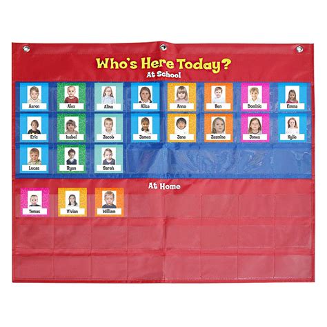 School Classroom Attendance Pocket Chart With 72 C Grandado