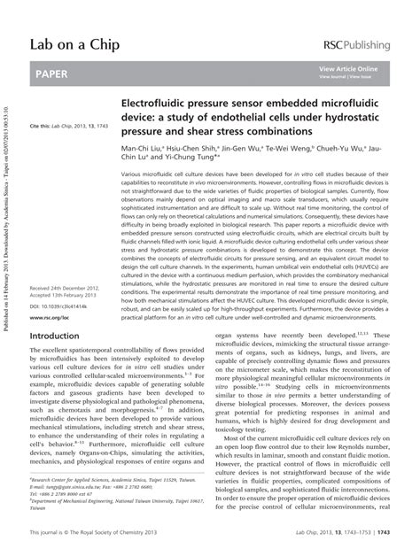 Pdf Electrofluidic Pressure Sensor Embedded Microfluidic Device A