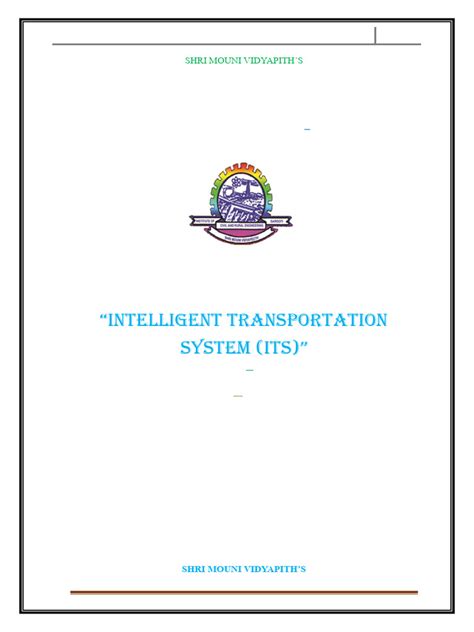 Intelligent Transportation System Pdf Traffic Transport