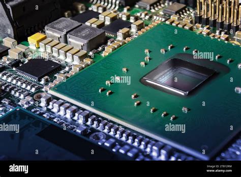 Modern Electronic Circuit Board With Processor Integrated Circuits And Surface Mounted Passive