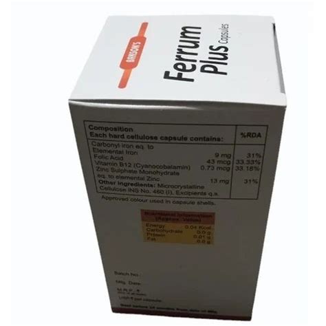 Bakson Ferrum Plus Iron Folic Acid Vitamin B12 Zinc Capsules