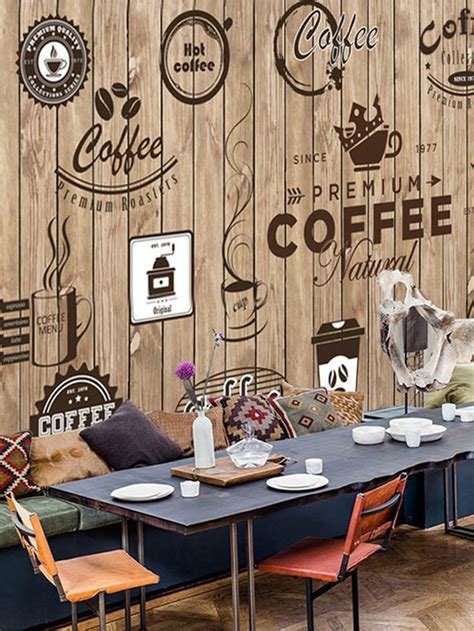 Custom Advanced Vintage Cafe Wall Paper 3d Coffee House Industrial