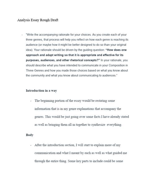 Analysis Essay Rough Draft Pdf Genre Essays