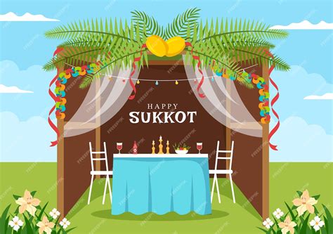 Premium Vector Happy Jewish Holiday Sukkot Hand Drawn Cartoon