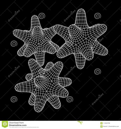Wireframe Of A Microscope Made Of Black Lines Isolated On A White Background Desktop Microscope
