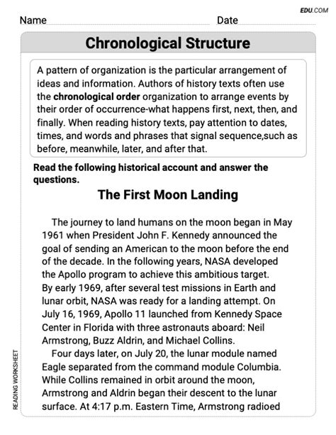 Fun And Printable Worksheet On Chronological Structure For Grade 7 Edu Com
