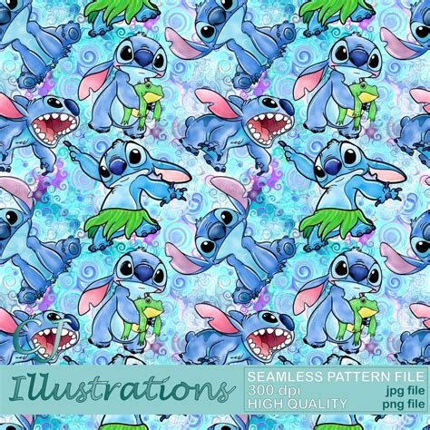Cute Lilo And Stitch Seamless Pattern Digital Download Commercial Use