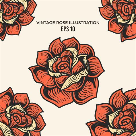 Premium Vector Hand Drawn Vintage Roses Illustration