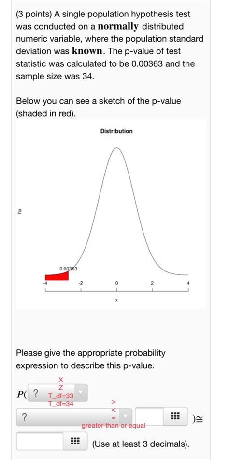 Solved 3 Points A Single Population Hypothesis Test Was
