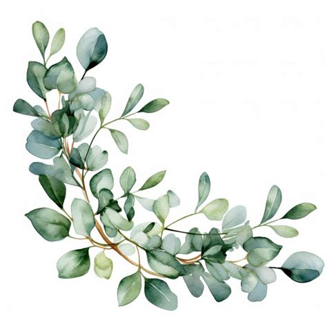 Premium Photo Eucalyptus Leaves Border Watercolor Illustration