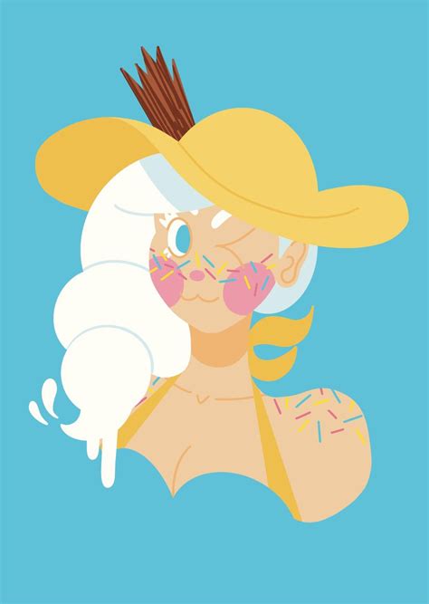Ice Cream Sundae Girl Portrait Art Print A5 Etsy