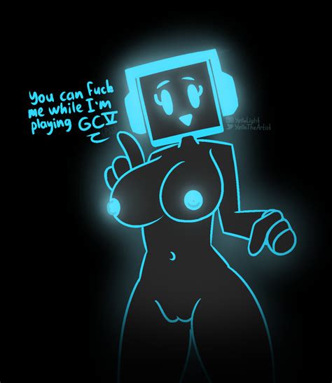 Rule 34 1girls Cube Cube Head English Text Female Glowing Headphones