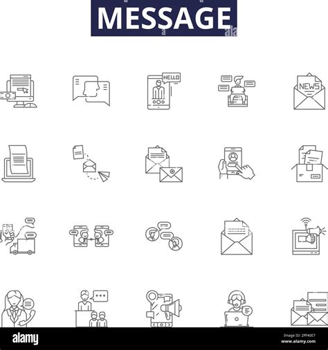 Message Line Vector Icons And Signs Notice Signal Communication Alert Remark Text Comment
