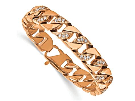Stainless Steel Polished Rose Ip Plated With Cubic Zirconia 775 Inch