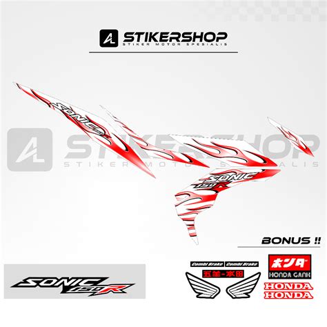 Jual Striping Sonic 150 R Grafis Variasi Fire Dasar Putih 003 Shopee Indonesia