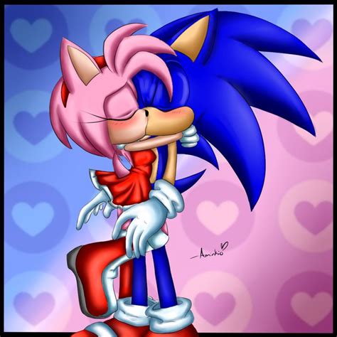 Sonic And Amy Kiss By Eokoi On Deviantart Sonic And Amy Sonic The