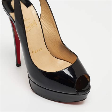 Christian Louboutin Black Patent Leather Private Number Peep Toe