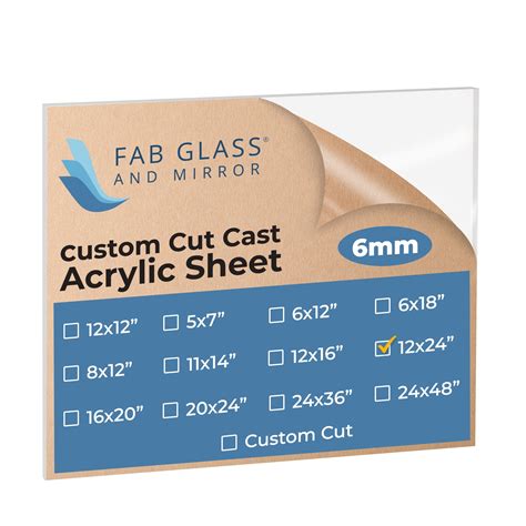 Acrylic Sheet Lightweight 12x24 6mm Clear Plexiglass Sheet Fab Glass And Mirror