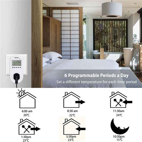 Agptek Thermostat Socket Thermostat Timer Switch Temperature Controller Plug Programmable
