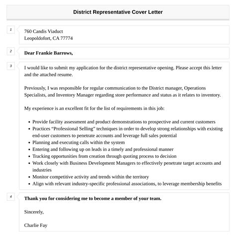 District Representative Cover Letter Velvet Jobs