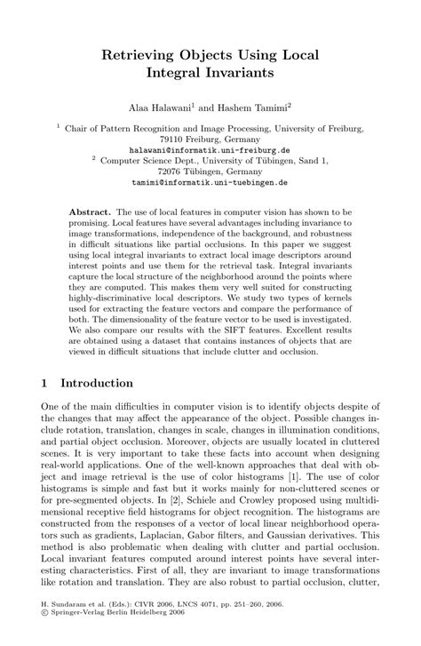 Pdf Retrieving Objects Using Local Integral Invariants