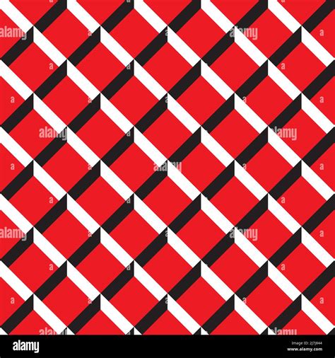 Seamless 3d Grid Pattern Texture In Red Black And White Stock Vector