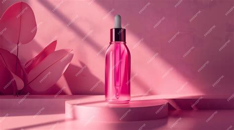 Premium Photo Pink Aesthetic Cosmetic Serum Bottle On Textured Background