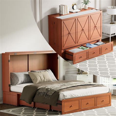 Puremind Queen Murphy Bed With Foldable Mattress Murphy