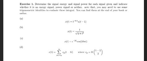 Solved Exercise 1 Determine The Signal Energy And Signal