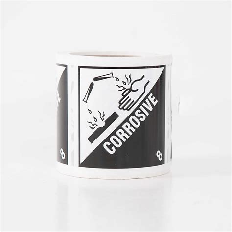 Class 8 Corrosive Hazard Label Roll Of 250 Bseenbsafe