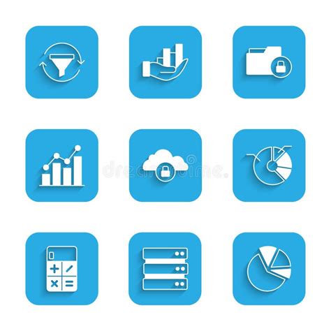 Set Cloud Computing Lock Server Pie Chart Infographic Calculator