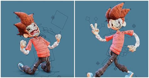 A Complex 3d Rig Made For A Stylized Character In Blender