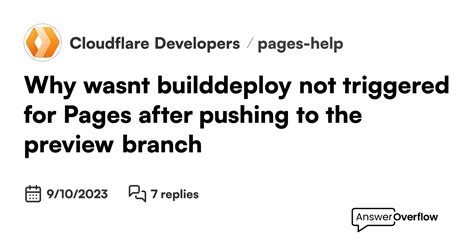 Why Wasnt Builddeploy Not Triggered For Pages After Pushing To The