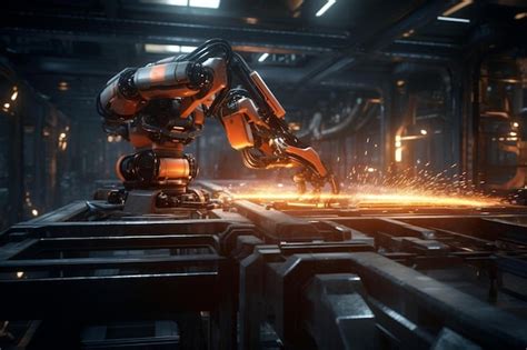 Premium Photo Advanced Robot Arm System For Digital Industry And Factory Robotic Technolog