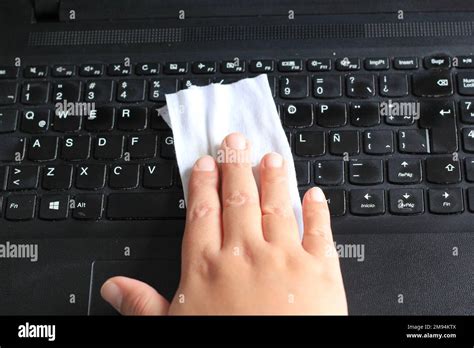 Clean Computer Keyboard With Antibacterial Wet Towel Virus Prevention Clean Computer Keyboard With Antibacterial Wet Towel Virus Prevention