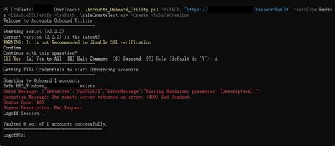 Missing Mandatory Parameter Description · Issue 290 · Cyberark