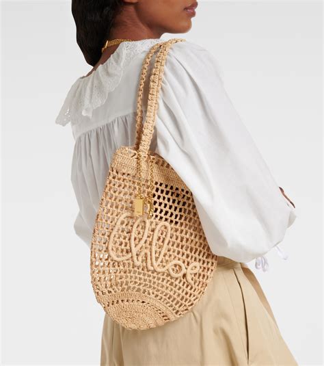 Summer Banana Small Raffia Tote Bag In Beige Chloe Mytheresa