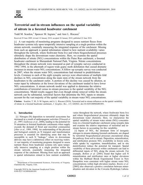 Pdf Terrestrial And In Stream Influences On The Spatial Variability
