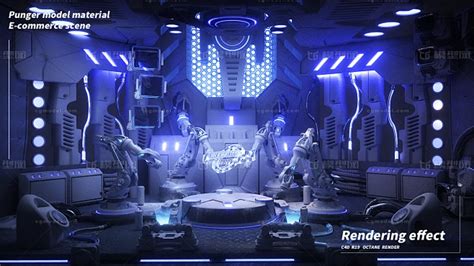 C4d科幻风格科技感未来实验室场景 花瓣网