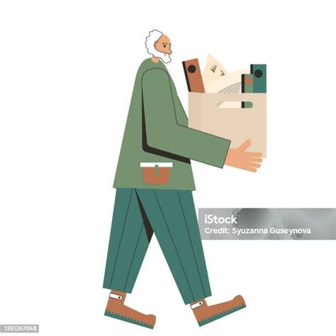 실업 물건의 골판지 상자를 가진 남자 흰색 배경에 고립 가는 해고 관리자 벡터 그림입니다 상자에 대한 스톡 벡터 아트 및 기타 이미지 Istock